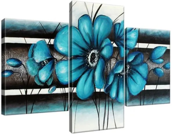 Obraz na plátně Malované tyrkysové květy 90x60cm 2370A_3B