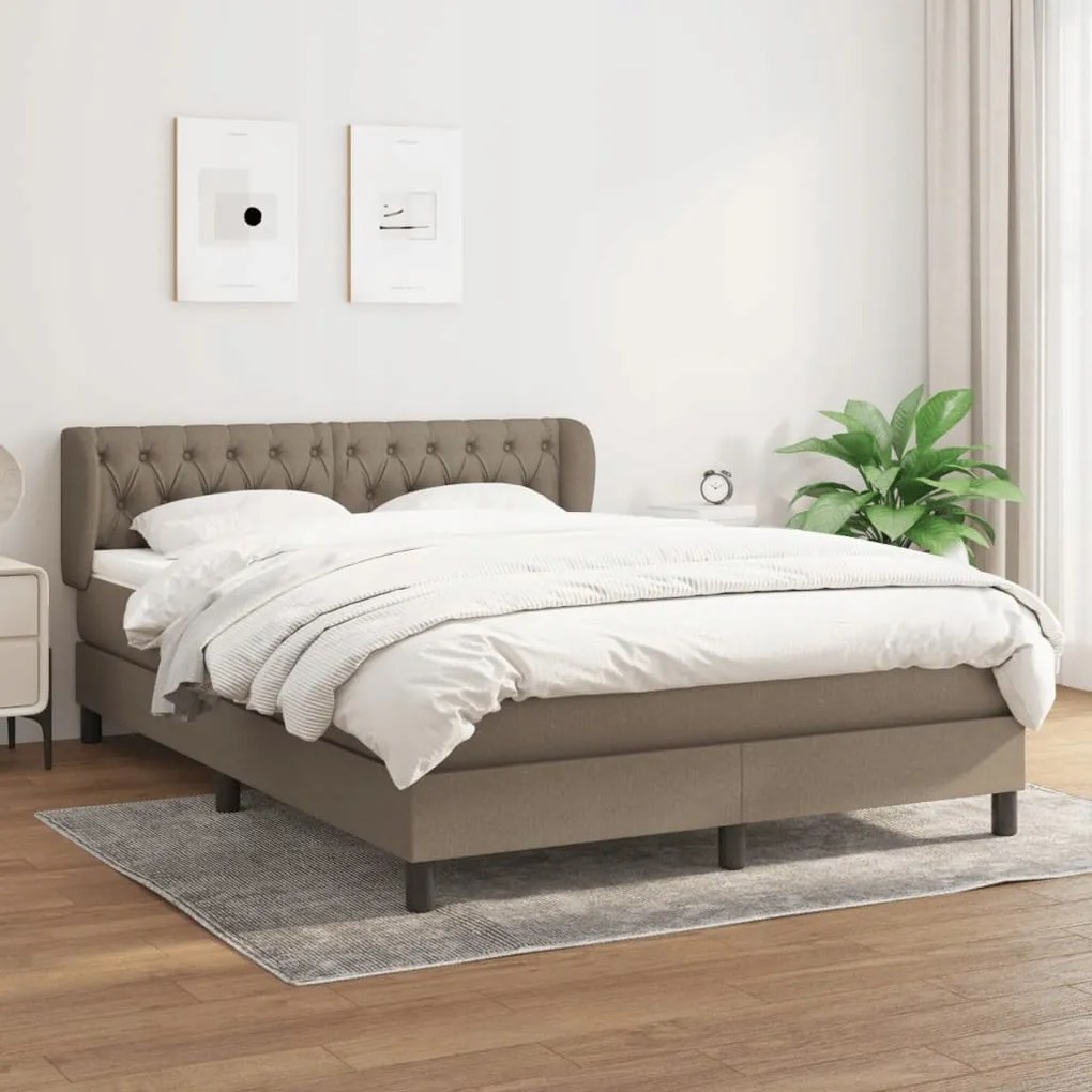 Box Spring Postel S Matrací Textil Taupe Prošívaný design 140 x 200 cm