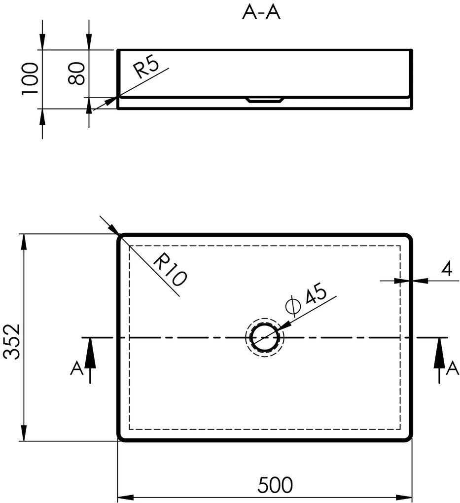 Sapho, AURUM nerezové umyvadlo 50x35 cm, včetně výpusti, antracit, AU103
