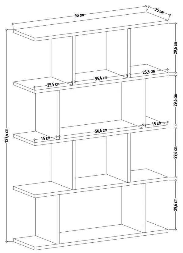 Knihovna v dekoru dubu v přírodní barvě 90x127 cm Harmon – Kalune Design