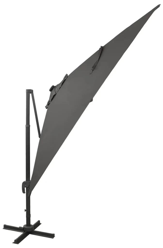 vidaXL Konzolový slunečník s tyčí a LED světly antracitový 300 cm