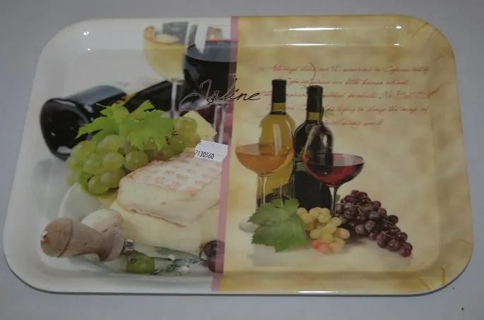 Podnos melaminový dekor vína a sýru 33x24 cm