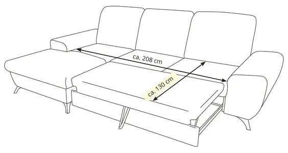 Rohová sedačka rozkládací Alta levý roh ÚP zelená