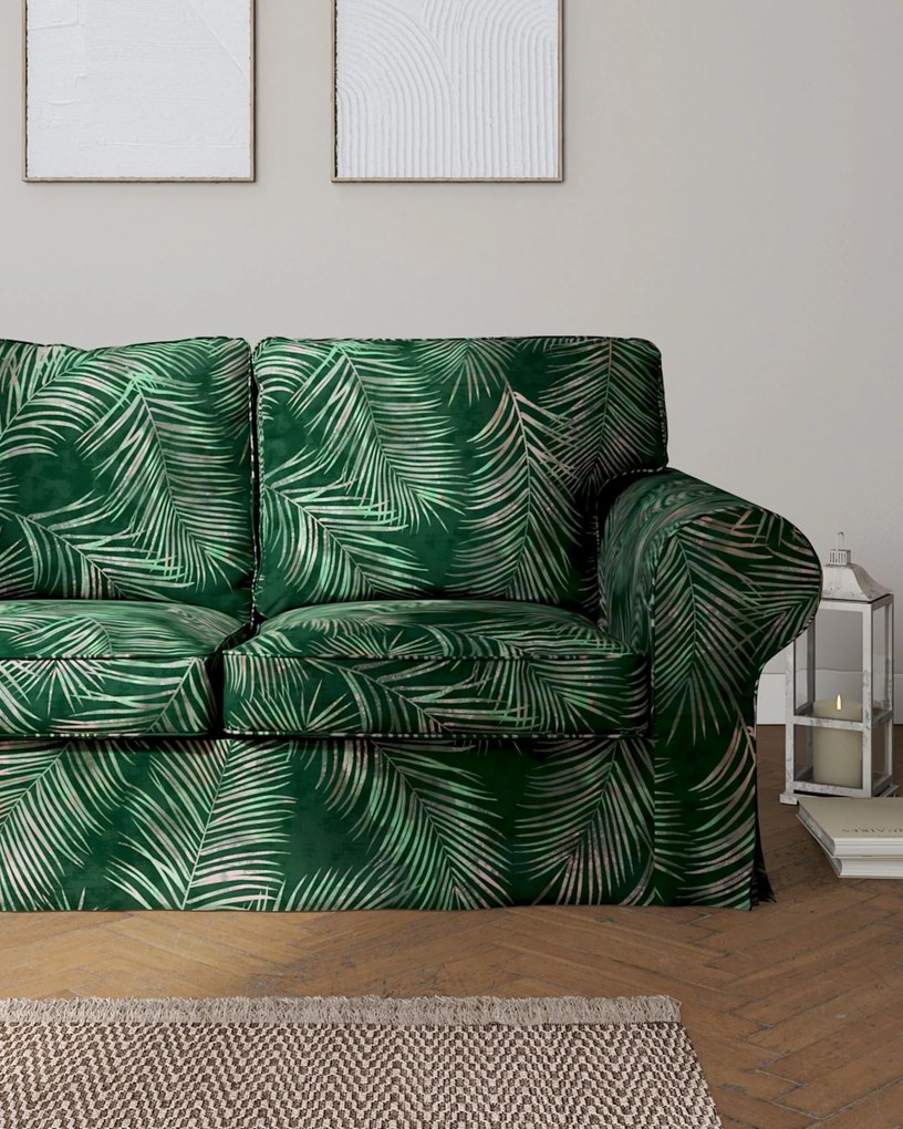 Potah na pohovku IKEA Ektorp 3-místná, nerozkládací barva zelená látka sametová, vzorované