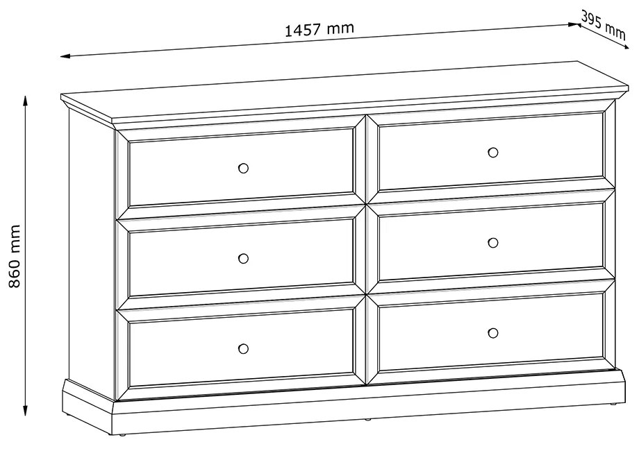 LUCCA c | komoda K6S | 145,7 cm | černá