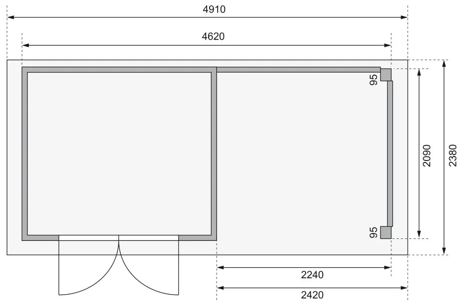 Dřevěný zahradní domek KERKO 3 s přístavkem 240 Lanitplast