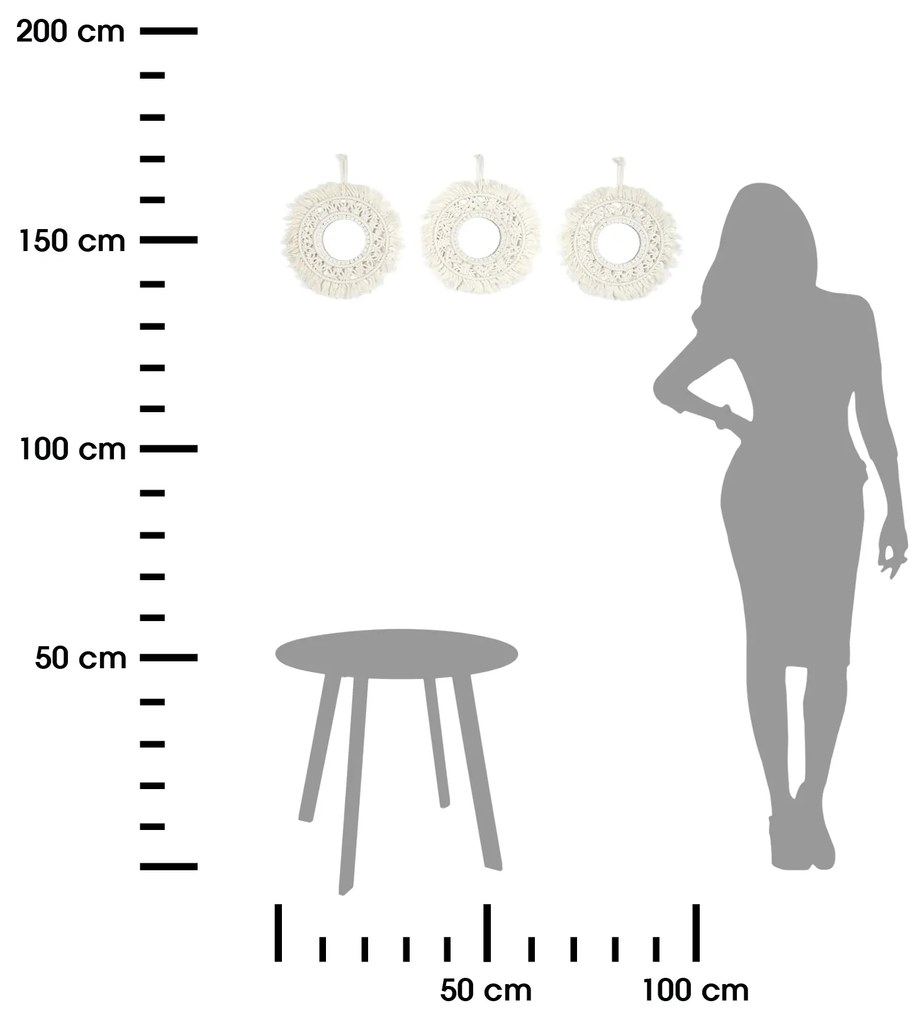 Závěsné zrcadlo Caleo, bílé, sada 3ks