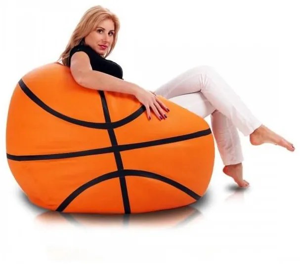 Sedací vak Basketbalový míč ekokůže TiaHome - Oranžová