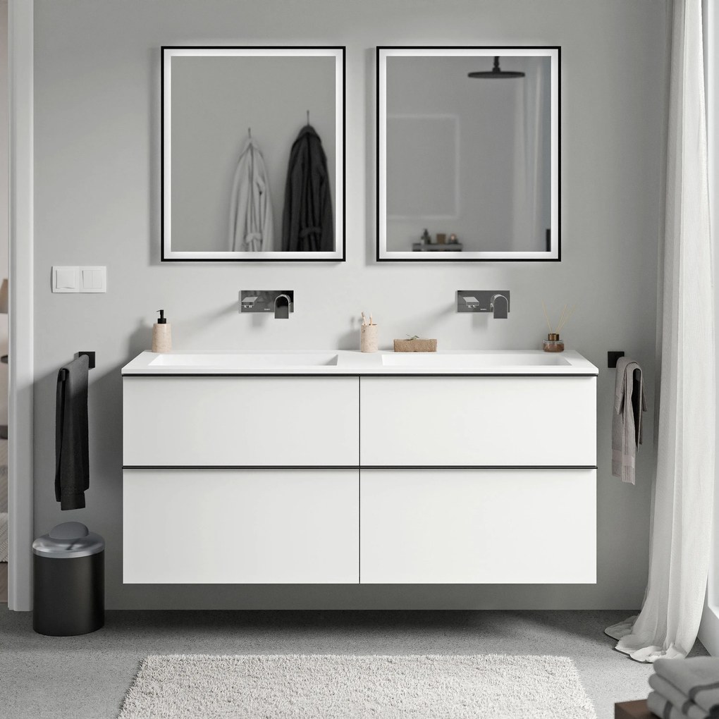 Koupelnová skříňka LAVOA 120 cm s umyvadlem z minerálního odlitku BRUXELLES