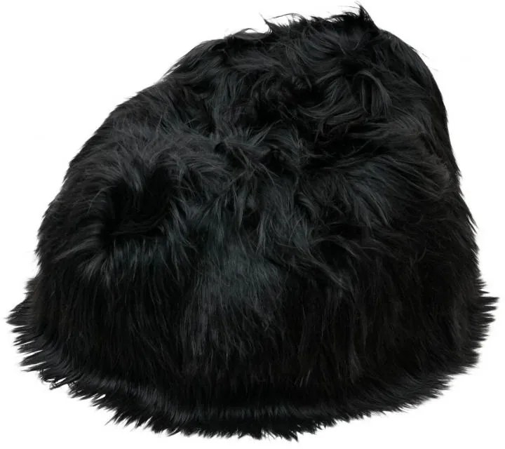 Sedací pytel - bean bag - černohnědý, dlouhý chlup