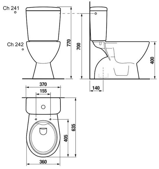 Jika Lyra Plus WC kombi mísa s nádržkou Rimless, spodní odpad, bílá H8257270002423