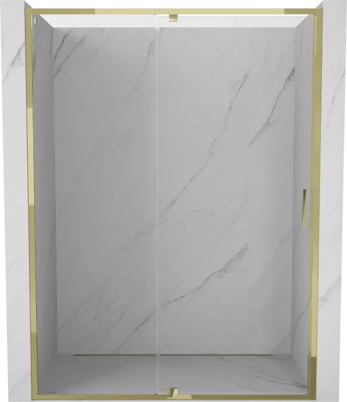 Mexen Exo, výklopné sprchové dveře 150 cm, čiré sklo, zlatá, 819-150-000-50-00