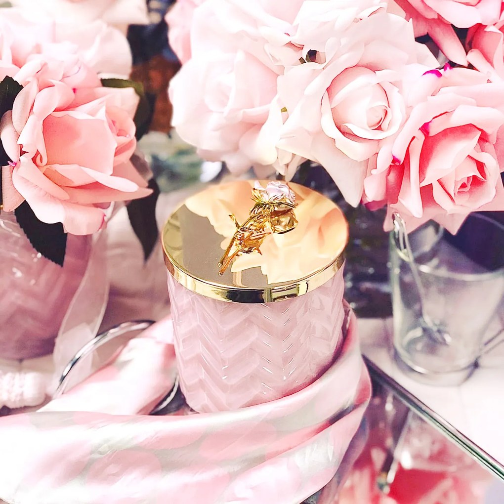 Côte Noire Herringbone svíčka Charente Rose, 600 g