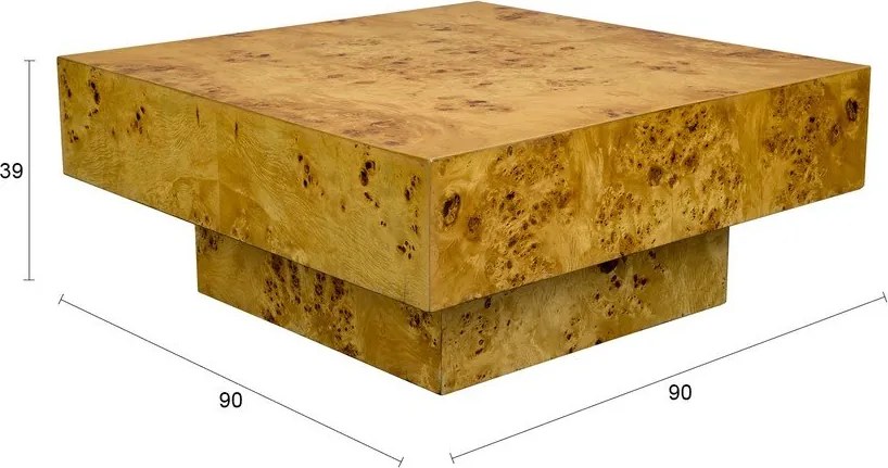 Konferenční stolek v dekoru ořechu v přírodní barvě 90x90 cm Quinn – Dutchbone