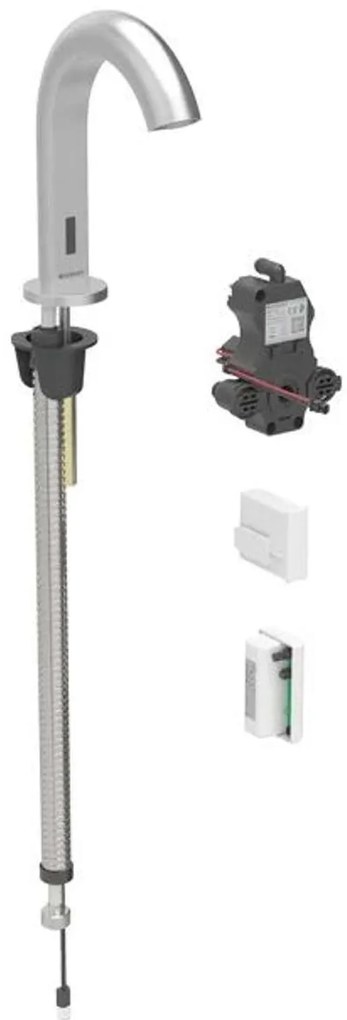 Geberit Piave - Elektronický umyvadlový ventil, pro studenou vodu, napájení z generátoru, easy to clean, kartáčovaná nerez 116.185.SN.1