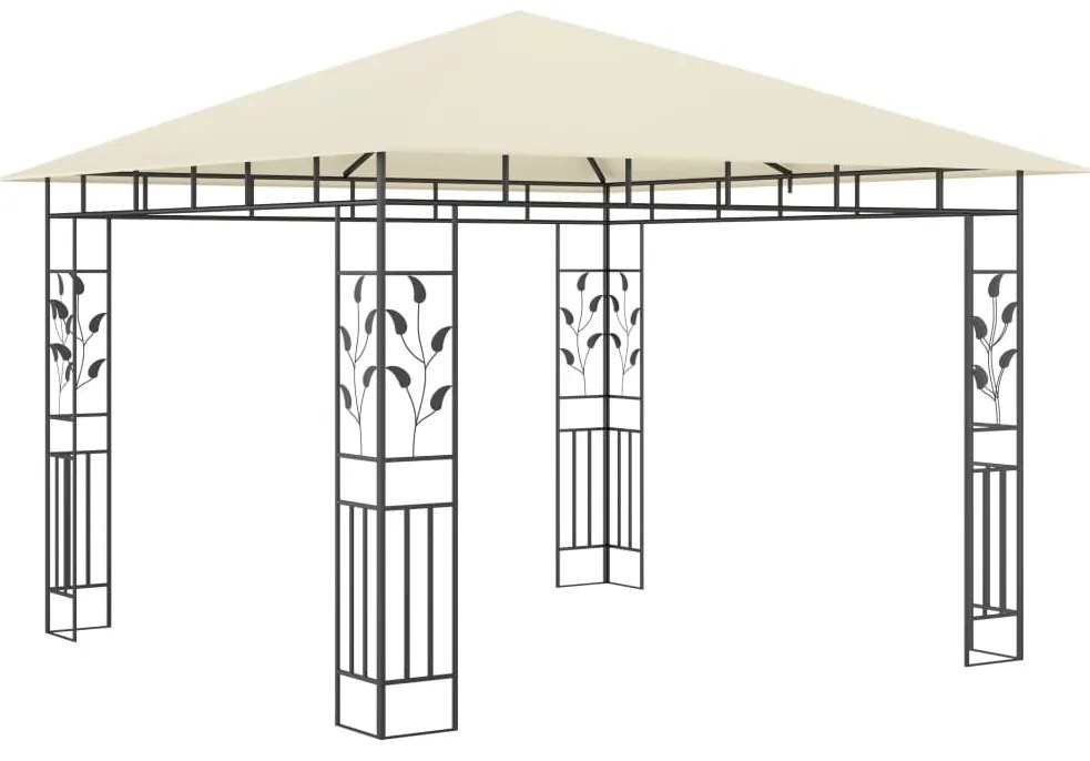 vidaXL Marketos Altán s moskytiérou a světelnými LED řetězy 3x3x2,73 m krémový