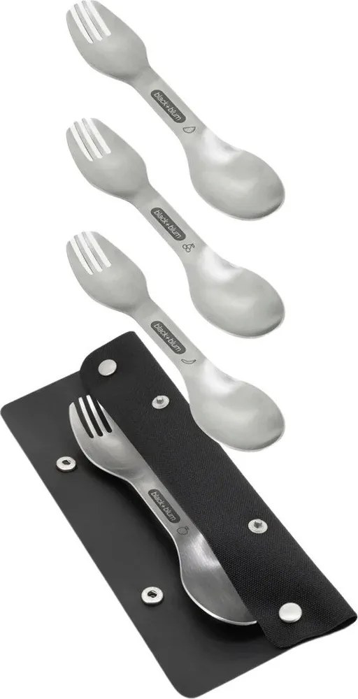 Nerezové jídelní vidličky v sadě 4 ks ve stříbrné barvě Spork – Black + Blum