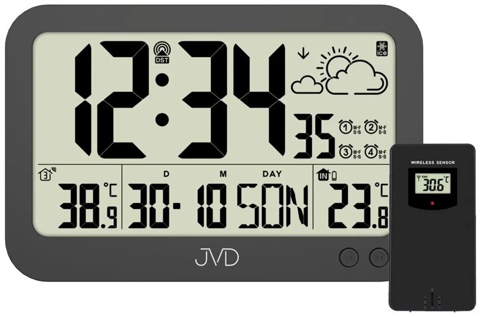 JVD RB3565.1- Rádiem řízené hodiny s měřením venkovní teploty a předpovědí počasí