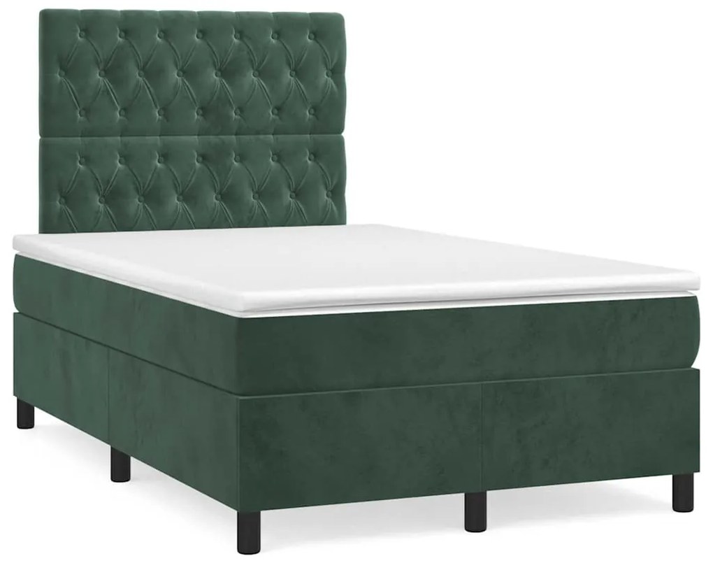 Box spring postel s matrací tmavě zelená 120x190 cm samet 3270016