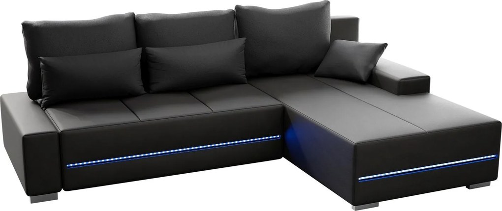 Juskys Rozkládací sedací souprava Davos s LED osvětlením Barva: světle šedá, Provedení: pravé