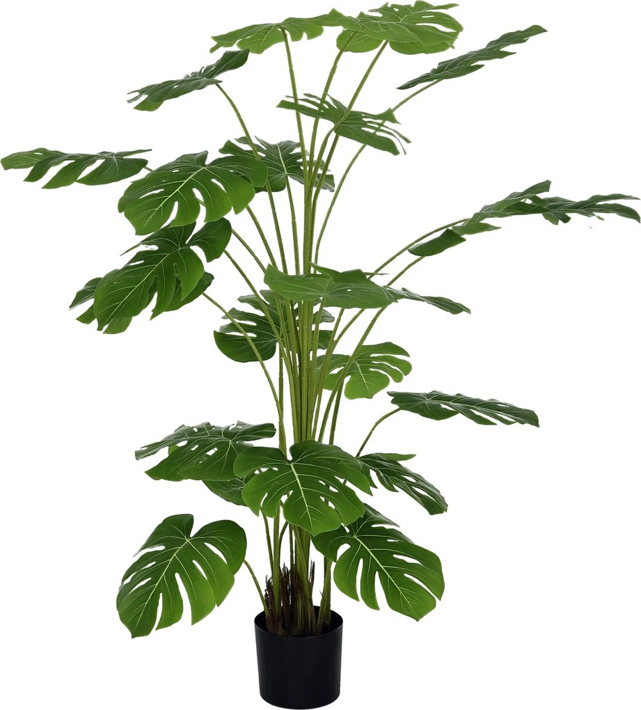 HOMCOM Umělé rostliny, Umělá Monstera Deliciosa, 180 cm vysoká umělá rostlina se 24 větvemi, pokojová rostlina, umělý strom, dekorace pro interiéry, z