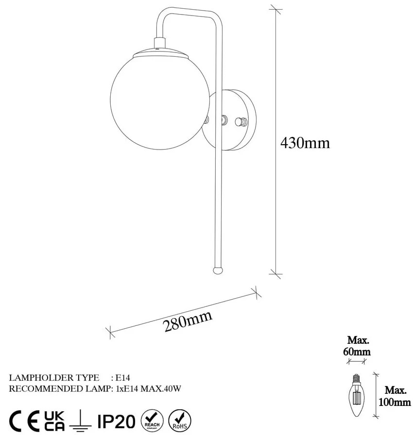 Bílé/v mosazné barvě nástěnné svítidlo Viran – Opviq lights