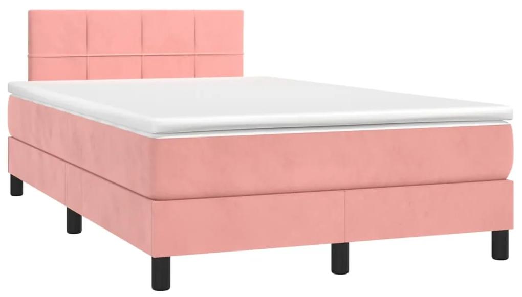 Box spring postel s matrací a LED růžová 120 x 190 cm samet,  3270158