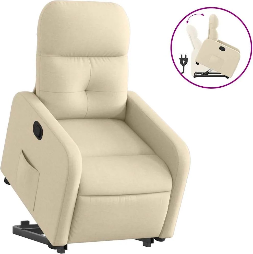 Zvedací polohovací křeslo krémové textil 3206803