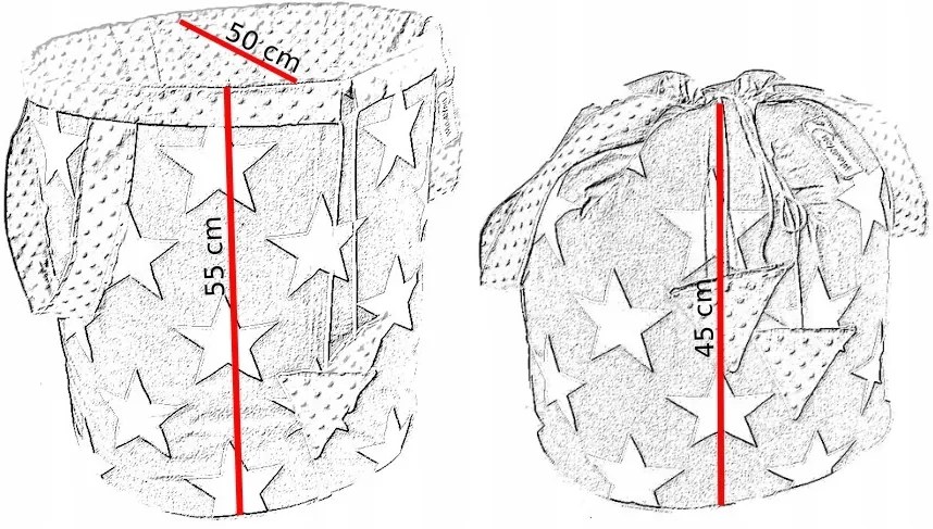Dětský koš na hračky HVĚZDIČKY - šedočerný