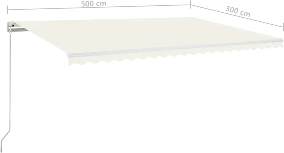 Ručně zatahovací markýza s LED světlem 500 x 300 cm krémová 3068942