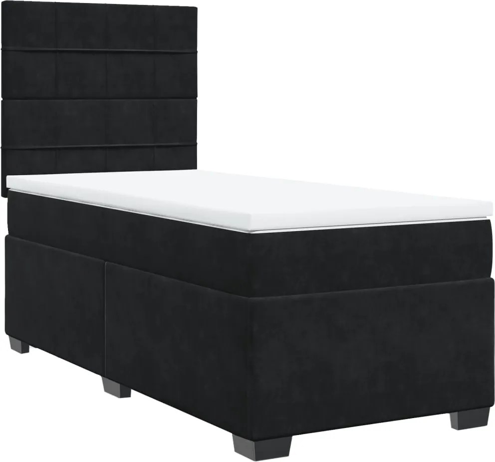 Box spring postel s matrací černá 100x200 cm samet 3293136