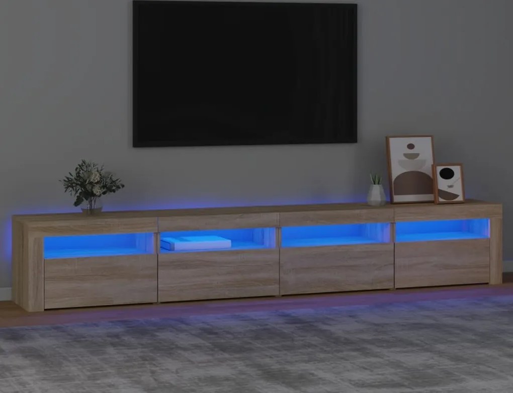 vidaXL TV skříňka s LED osvětlením 240x35x40 cm [3152763] Barva: bílá s vysokým leskem