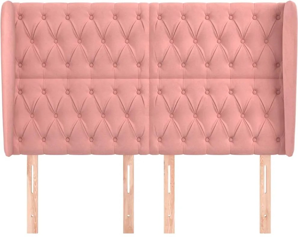 Čelo postele typu ušák růžové 147x23x118/128 cm samet 3118345