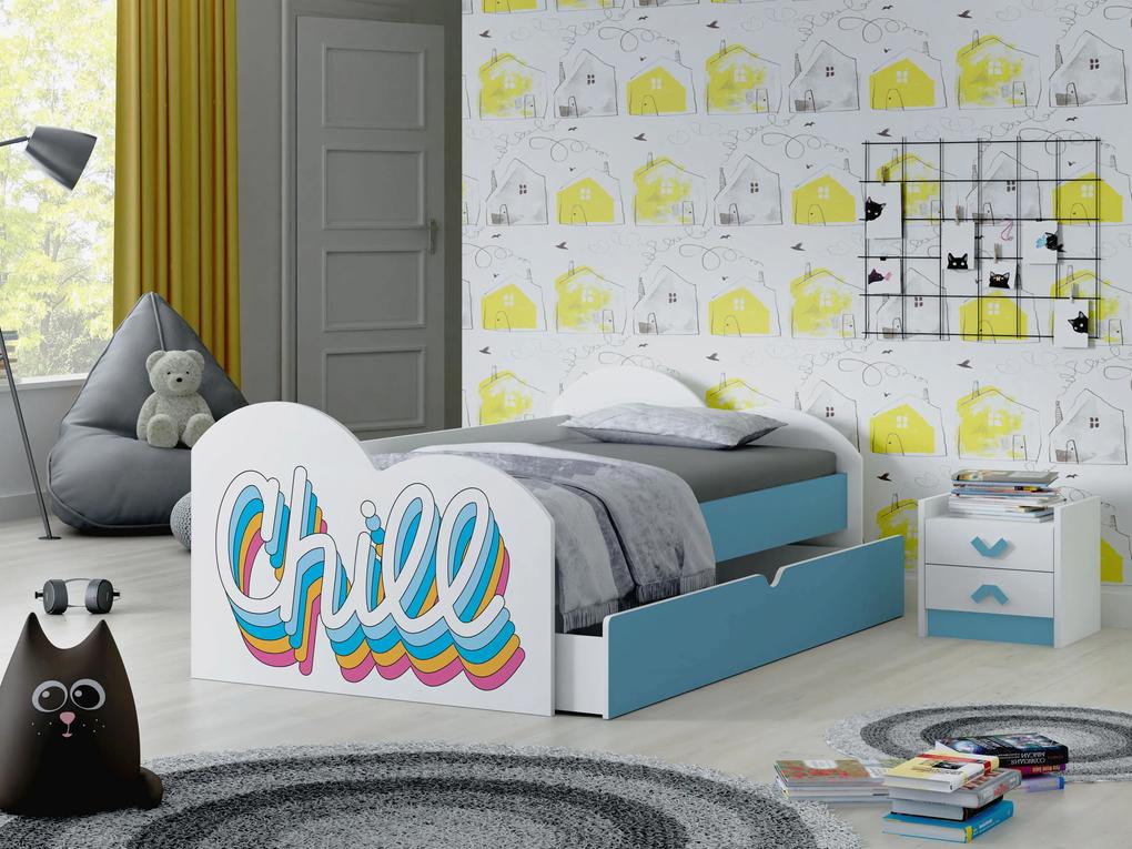 Svět pokojů Dětská postel s obrázkem Klasik CHILL Barva: Cappucino, Úložný prostor: ANO, Rozměr: 160x80 cm