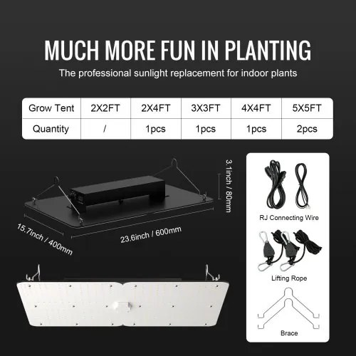 LED pěstební světlo, 300 W celospektrální stmívatelné