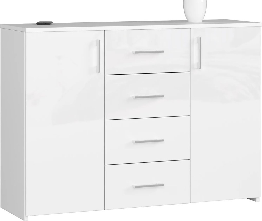 Komoda K45 bílá/bílý lesk