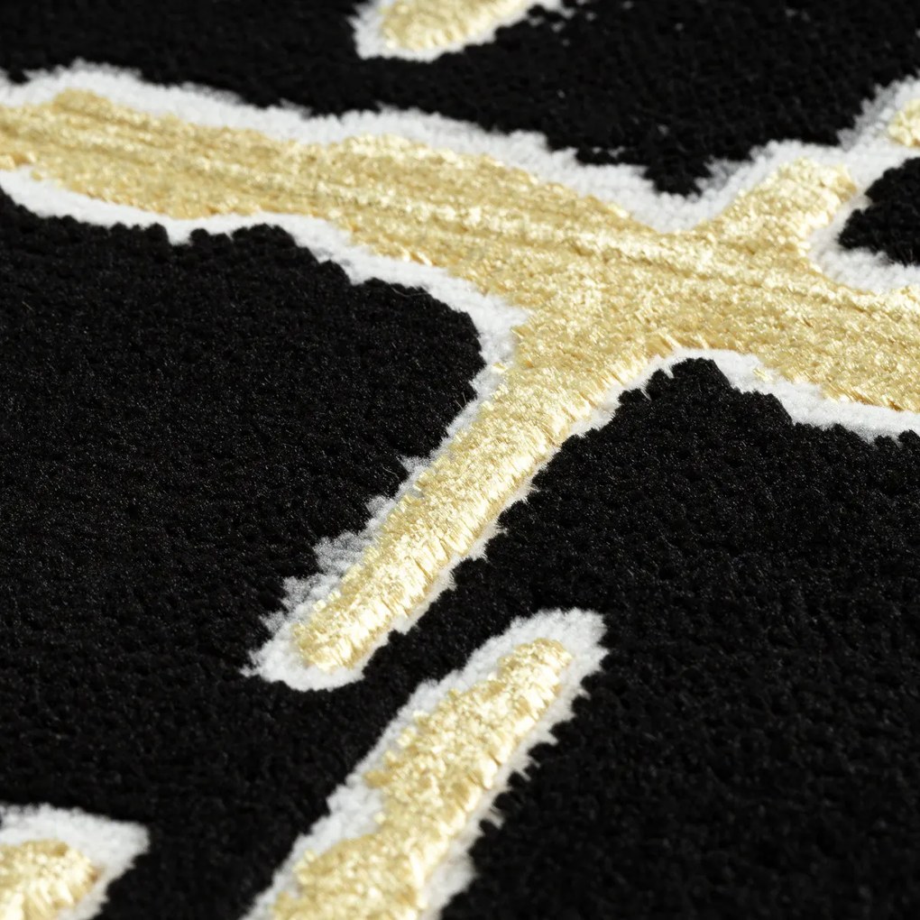 Dywany Łuszczów, Kusový koberec Allure 1967 black/gold, 80x150, černá, kancelář
