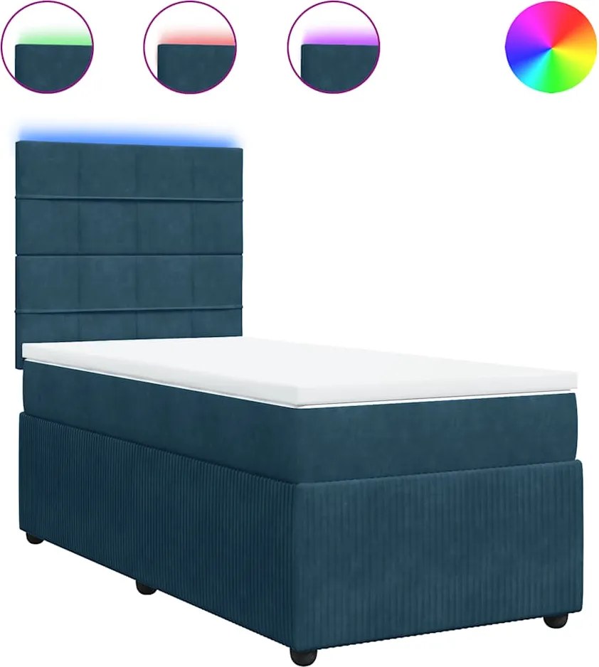 Box spring postel s matrací modrá 100 x 200 cm samet 3294566