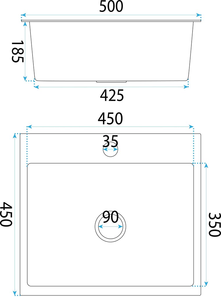 Rea Leo, 1-komorový ocelový dřez 500x450x185 mm, ocelová, ZLE-06003