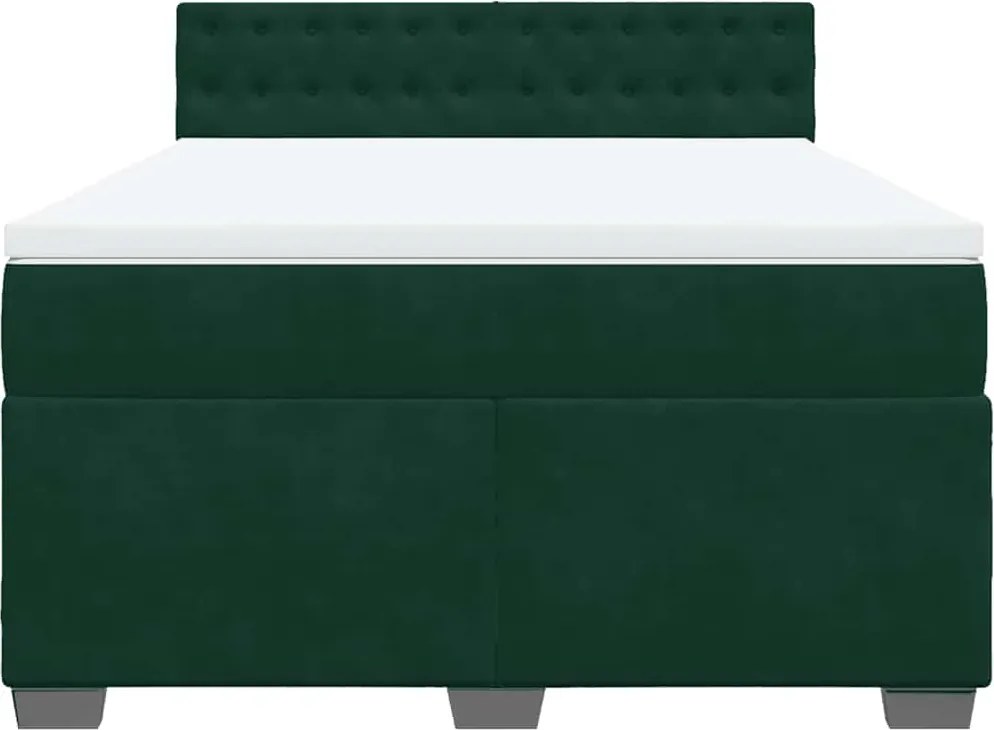 Box spring postel s matrací tmavě zelená 140x200 cm samet 3286345