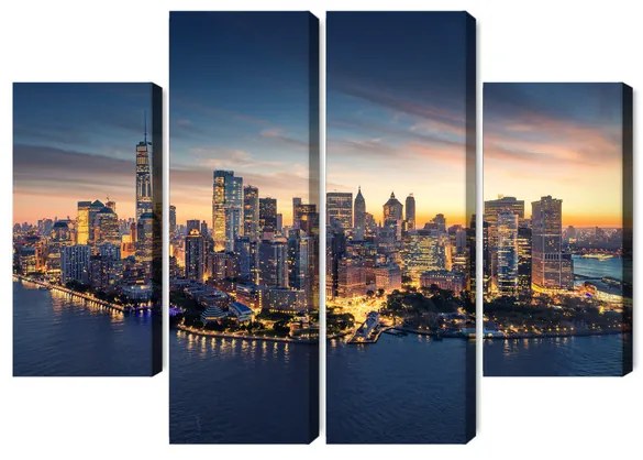 Vícedílný obraz Panorama Města New York Při Východu Slunce Nedostatek Nedostatek Plátno Canvas 200x150