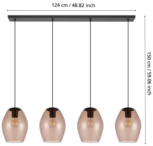 Eglo 390162 - Lustr na lanku ESTANYS 4xE27/40W/230V hnědá