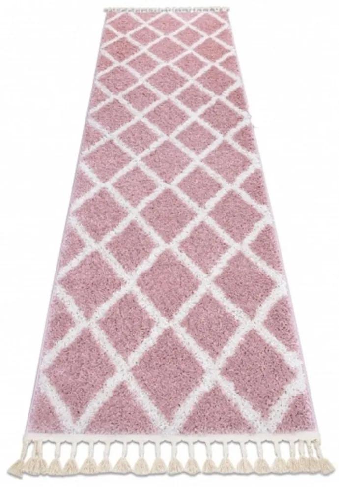 Kusový koberec Shaggy Ariso růžový atyp 60x300cm