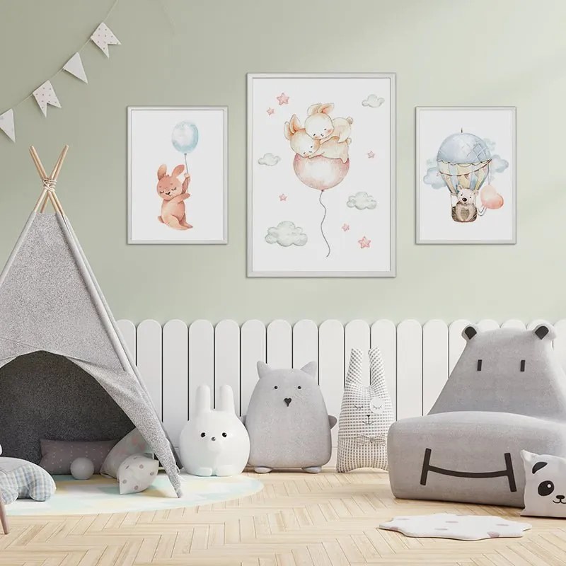 Plakát 'Medvídek v balónu' do dětského pokoje