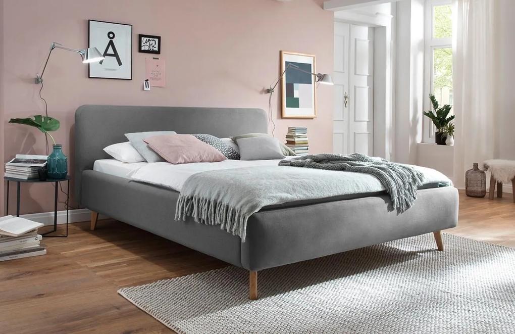 Šedá látková dvoulůžková postel Meise Möbel Mattis 160 x 200 cm