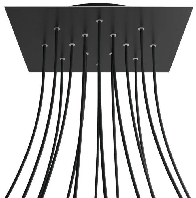 creative cables Čtvercový stropní baldachýn ROSE ONE, 400 mm, 14 otvorů a 4 boční otvory Barva komponentu: Hořčicově žlutá, Barva montury: Černá