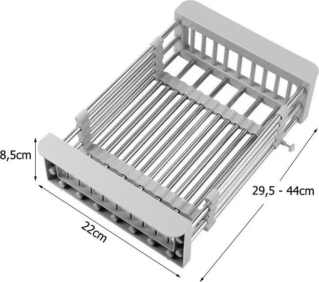 Verk Group Odkapávací deska do dřezu teleskopický koš na zeleninu a ovoce