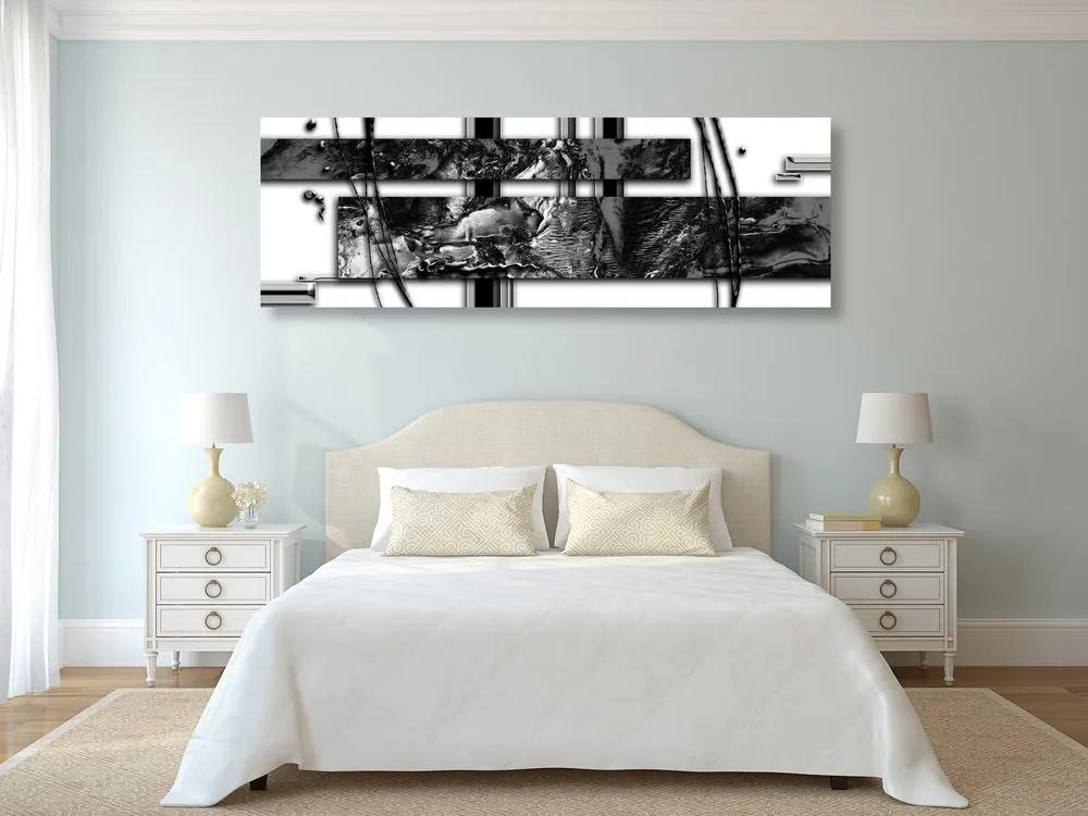 Obraz luxusní abstrakce v černobílém provedení Varianta: 135x45
