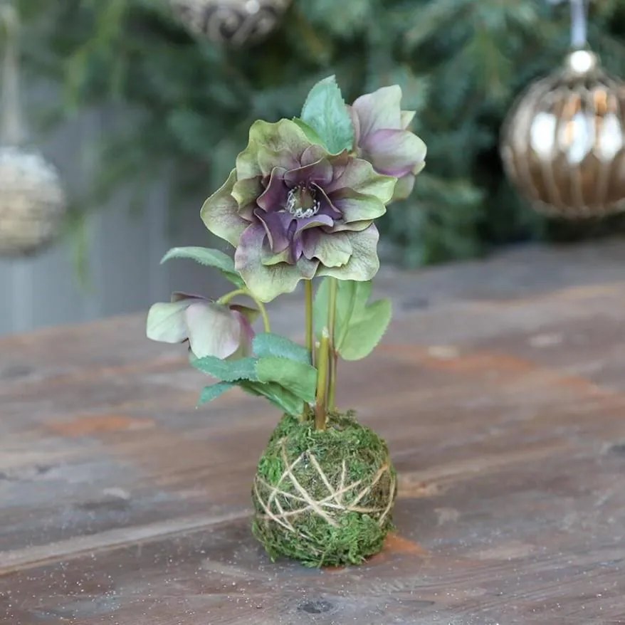 Chic Antique Dekorativní květina Hellebores Mossball 22 cm, zelená barva, plast