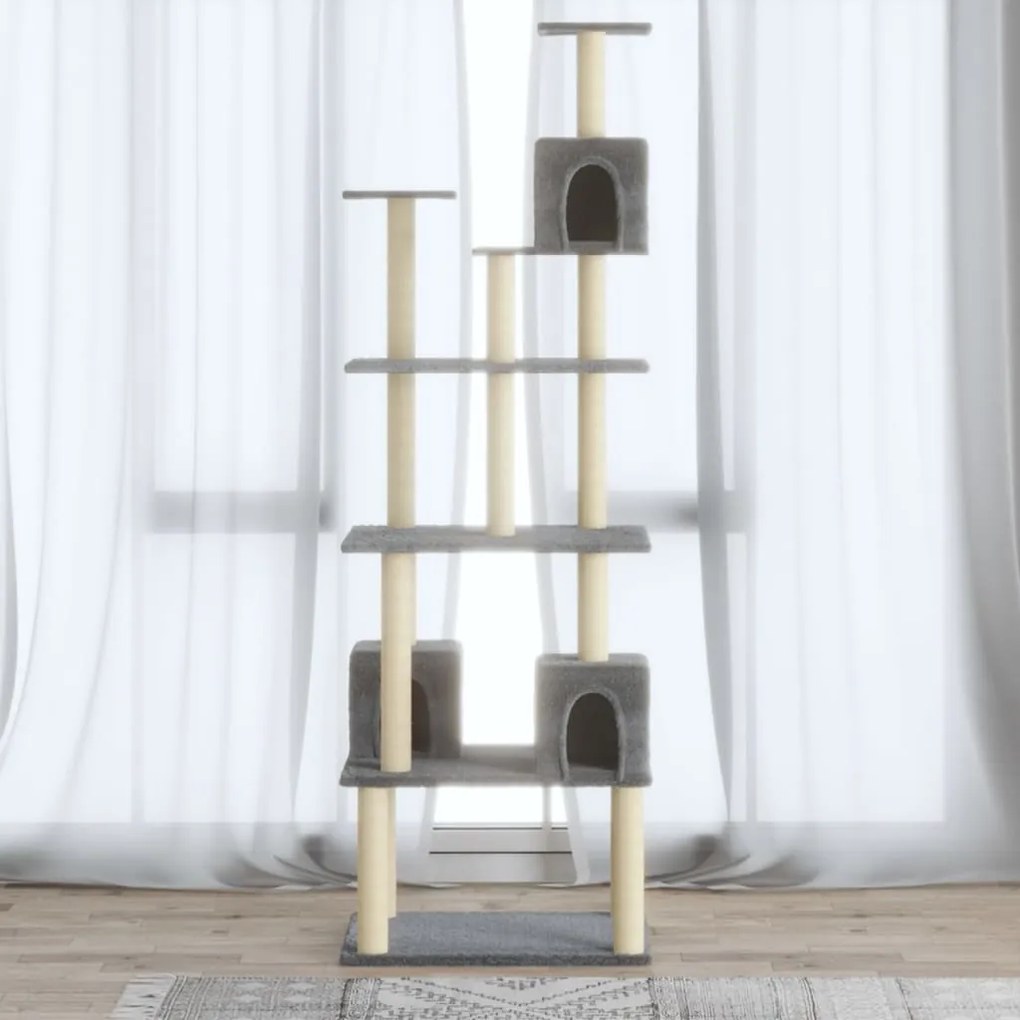 Škrabadlo pro kočky se sisalovými sloupky světle šedé 188 cm 171489